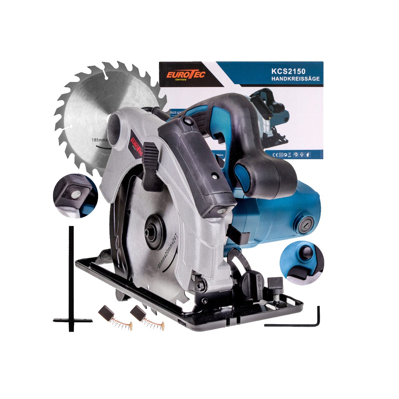 Fierăstrău circular de mână Eurotec 2150W Tăieturi precise - POWERX.RO