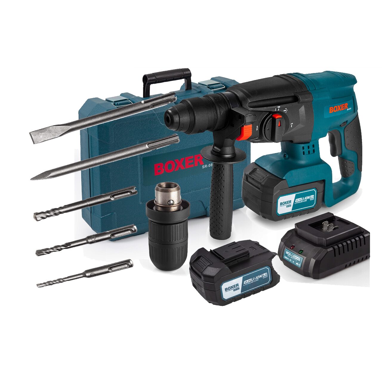 Ciocan rotopercutor cu acumulator, 2.1J 4 Ah 24V, Boxer - POWERX.RO