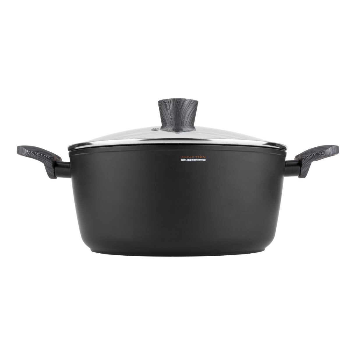 Oala din aluminiu cu invelis din marmura, cu capac din sticla, 20cm, 2 ...