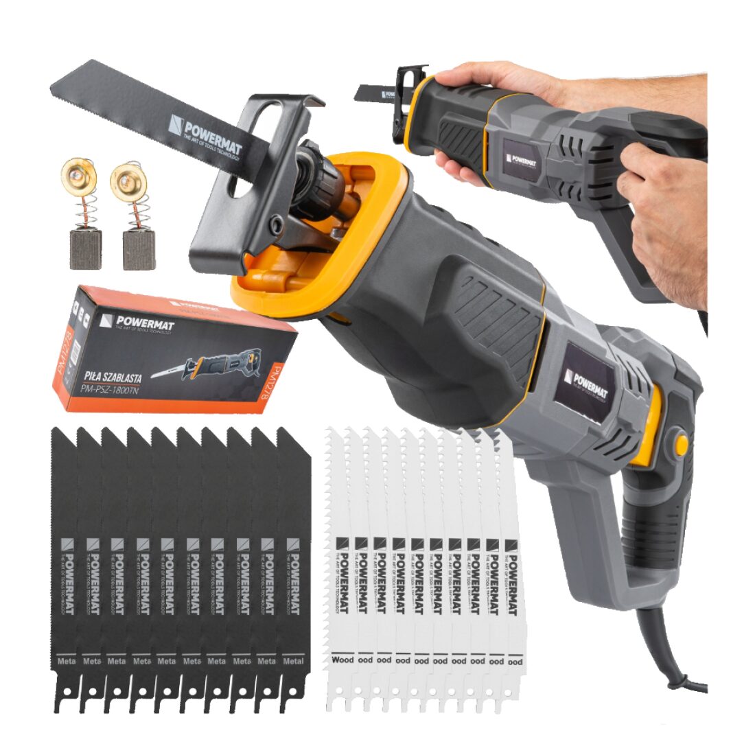 Fierastrau tip sabie, electric, 1800 W, 20 lame SDS incluse, Powermat ...